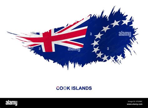 Flag Of Cook Islands In Grunge Style With Waving Effect Vector Grunge
