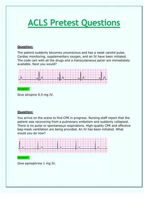 Acls Pretest Questions Latest 2024 2025 All Correct Acls Pretest