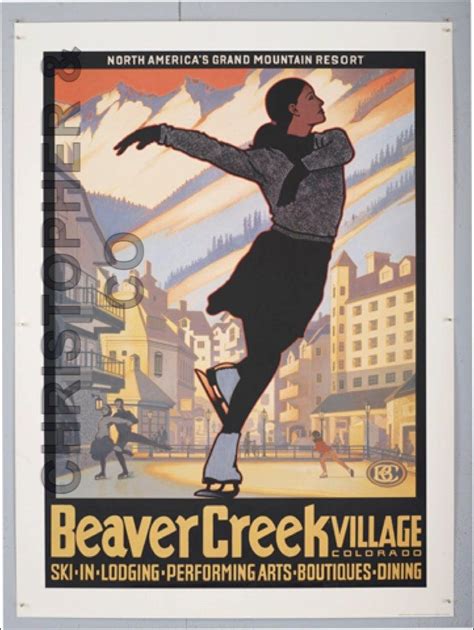Beaver Creek Ice Skater High Quality Giclee Vintage Poster Print