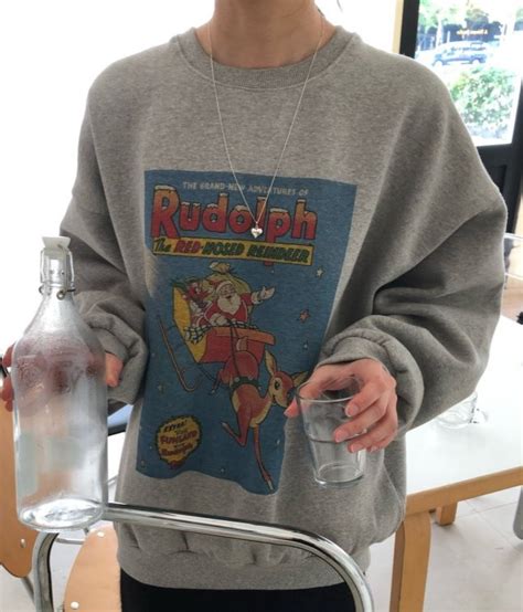 마드제이모우 여성맨투맨 레이어드 기모 박스티 루돌프기모맨투맨