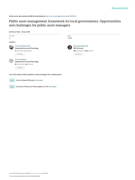 Public Asset Management Framework For Local Govern Pdf Investment Management Property