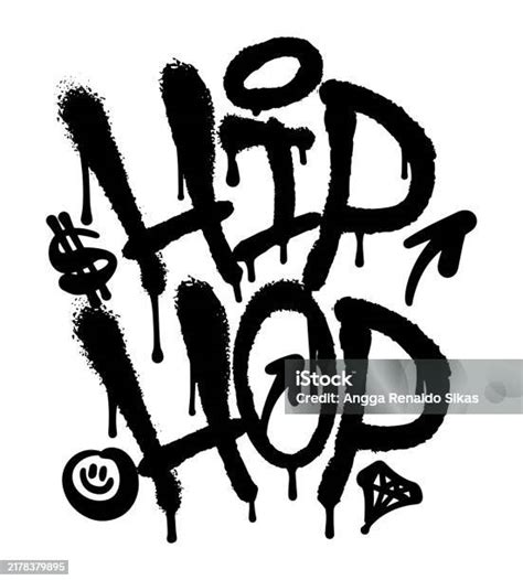 힙합 낙서 단어 슬로건 흑인과 백인 달러 이모티콘 다이아몬드 및 화살표 기호 검은색에 대한 스톡 벡터 아트 및 기타 이미지 검은색 그래피티 그래픽 프린트 Istock
