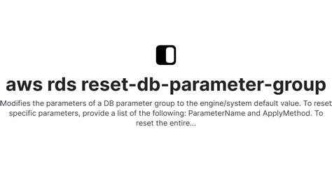 aws rds reset db parameter group fig