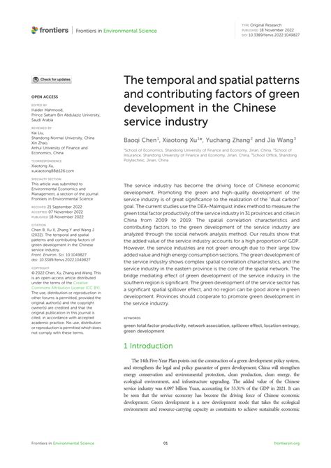 Pdf The Temporal And Spatial Patterns And Contributing Factors Of Green Development In The