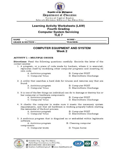 g7 worksheet ict week 2 new pdf computer virus antivirus software