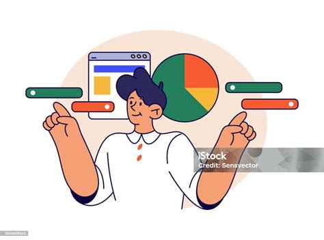 창업 또는 신규 프로젝트 완료를 위한 계획 및 전략 수립 벡터 플랫 만화 캐릭터 파이 다이어그램 옵션 및 변형 대안 및 솔루션 가공의 인물에 대한 스톡 벡터 아트 및 기타