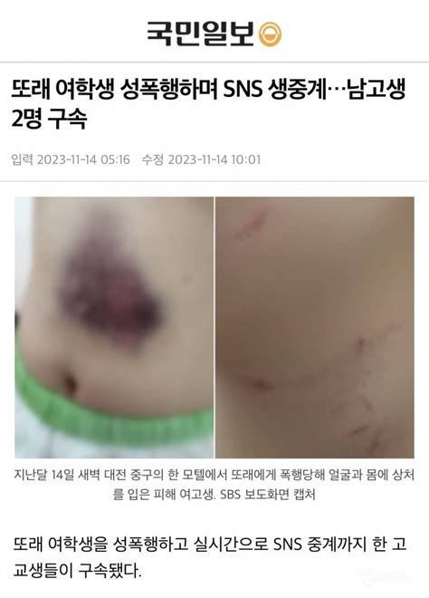 또래 여학생 성폭행 Sns 생중계 유머움짤이슈 에펨코리아