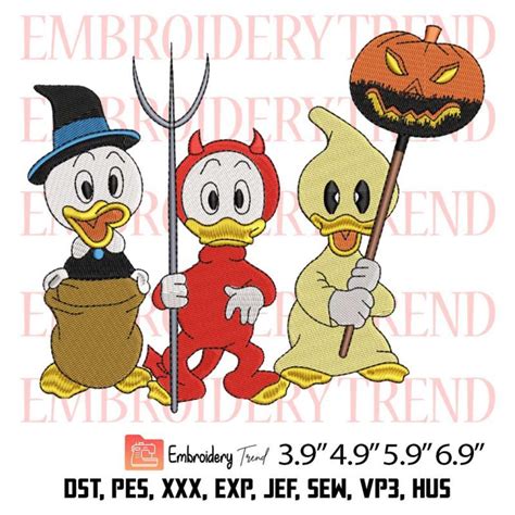 Halloween Huey Dewey And Louie Embroidery Design Disney Duck Halloween Embroidery Digitizing File