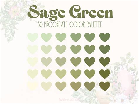 Sage Green Procreate Color Palette Graphic By PawsitivelyAesthetic Creative Fabrica