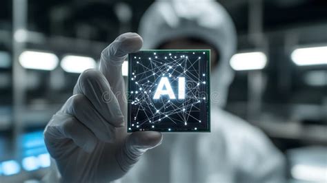 Scientist Holding Ai Microchip In Laboratory Showcasing Advanced