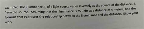 Solved Example The Illuminance I Of A Light Source Varies Inversely As The Square Of The