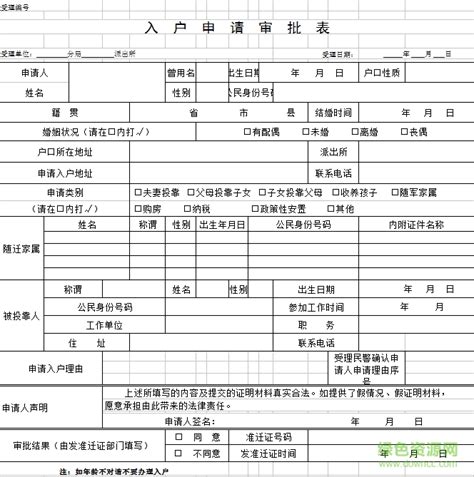 广州入户申请表下载 广州市入户申请表模板下载2019最新版 绿色资源网