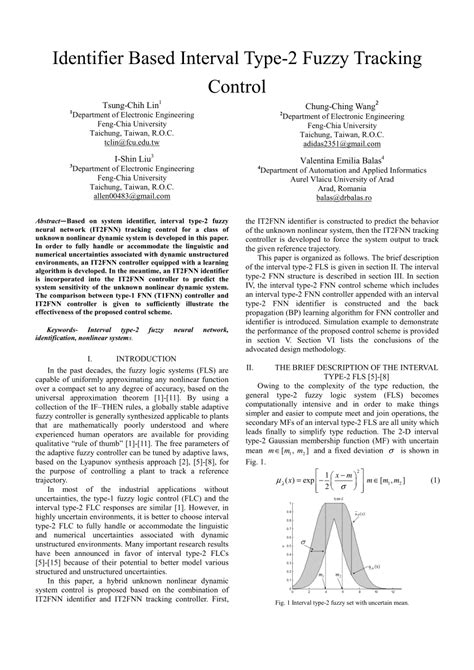 Pdf Identifier Based Interval Type 2 Fuzzy Tracking Control