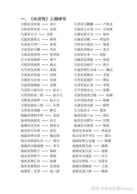 水浒传人物绰号 知乎
