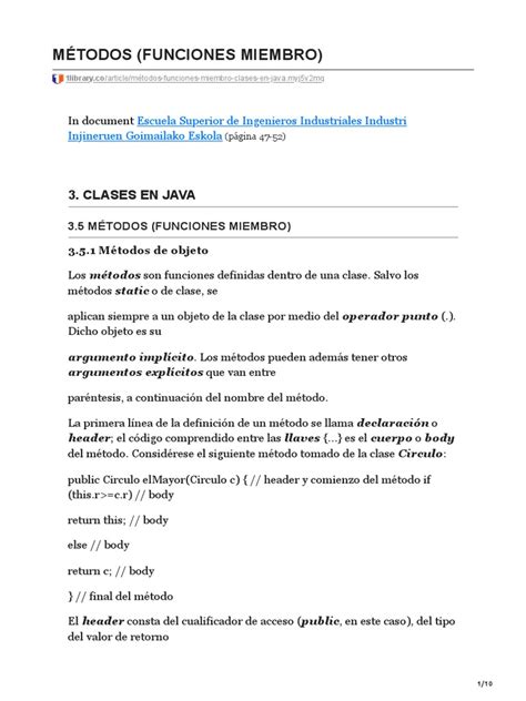 1library Co Métodos Funciones Miembro Pdf Constructor Programación Orientada A Objetos