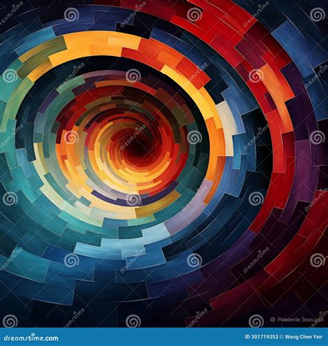 Spiral Segmented Vortex Swirls Colourful Digital Art Illustration 301719328