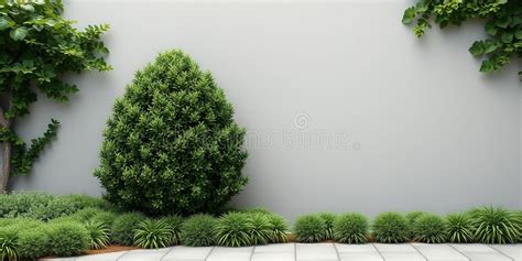 Professional Landscape Design Plan View Mockup Low Angle Shrub