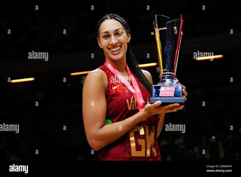 Englands Geva Mentor Poses With Their Trophy After Winning The Vitality Netball International