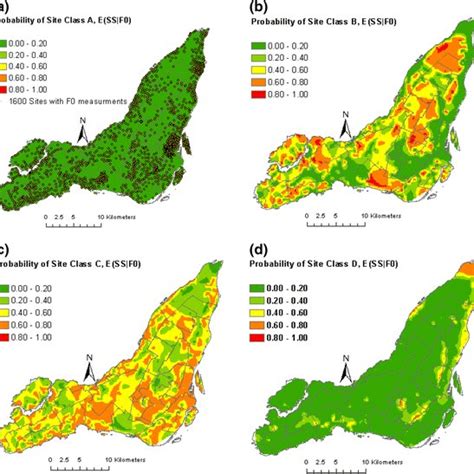 The Maps For The Probability Of Soil Site Classes A B C And D Using