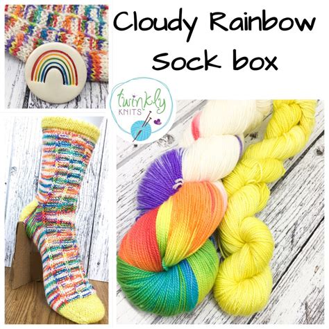 Cloudy Rainbow Sock Yarn Box Yarn Subscription T For Knitters Etsy