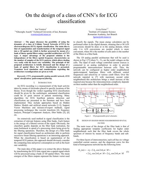 Pdf On The Design Of A Class Of Cnns For Ecg Classification