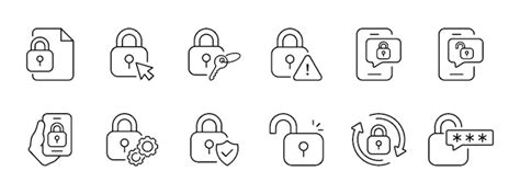 Premium Vector Lock Set Icon Protection Selection Key Insecure Lock Locked Unlocked Locked