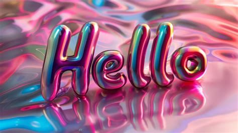 Premium Photo Colorful Glossy Surface Hello Concept Art Poster