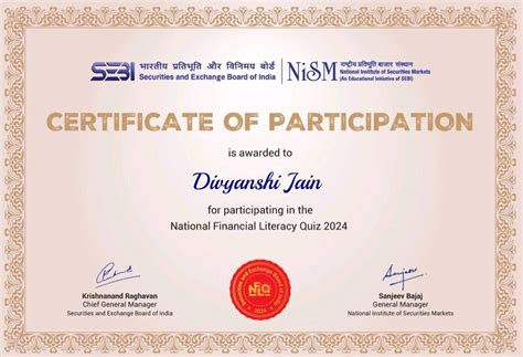 Divyanshi Jain On Linkedin Finance Skills Certificate Literacy Quiz Nism Sebi