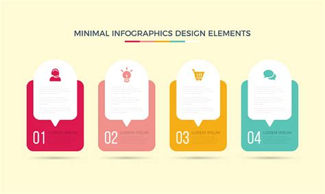 비즈니스 데이터 시각화입니다 4 단계 레이블 타임 라인 프로세스 차트입니다 그래프 다이어그램 옵션 부품 또는 프로세스의 추상 요소 0명에 대한 스톡 벡터 아트 및 기타