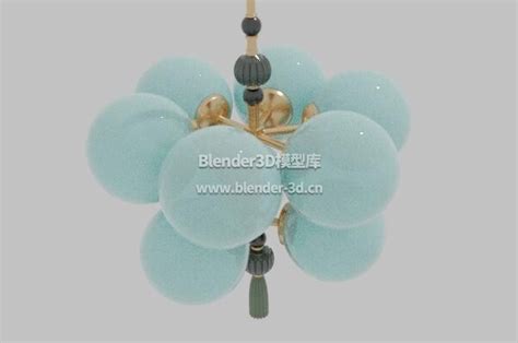 Blender 淡蓝圆球吊灯3d模型素材资源免费下载 Blender3d模型库