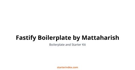 Fastify Boilerplate By Mattaharish Starter Index