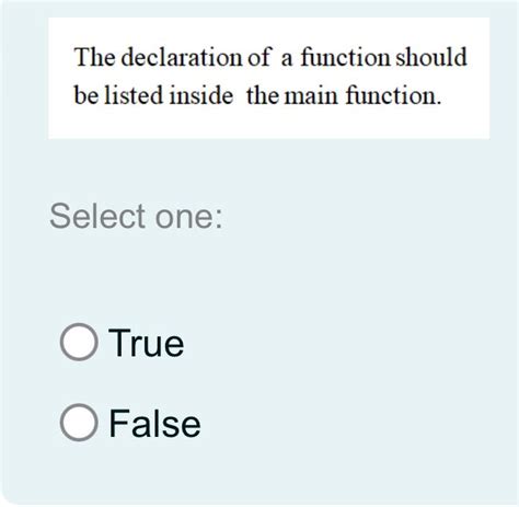 Solved The Declaration Of A Function Should Be Listed Inside