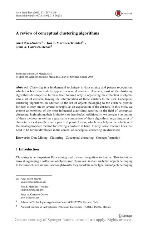 A Review Of Conceptual Clustering Algorithms Request Pdf