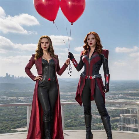 Scarlet Witch And Black Widow Hold Balloons By Unicron97 On Deviantart