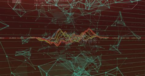 abstract digital graph with fluctuating lines and geometric shapes