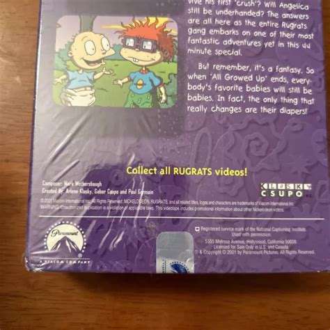 Nickelodeon Rugrats All Growed Up Vhs Video Tape Nick Jr Tommy Pickles Oop Rare Picclick Uk