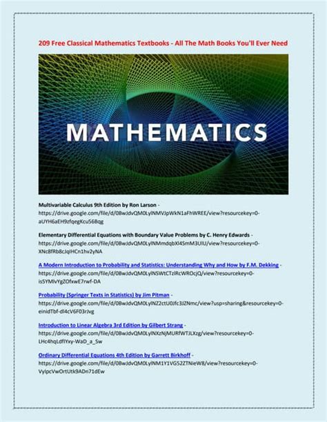 209 Free Classical Mathematics Textbooks All The Math Books Youll