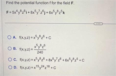 solved find the potential function f for the field f