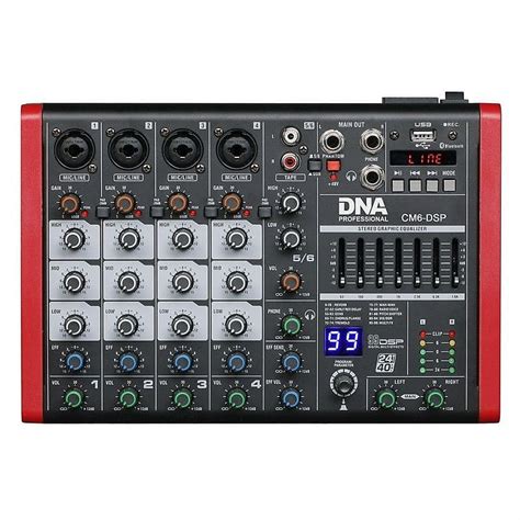DNA CM6 DSP 6 Channel Audio Mixer With MP3 And Bluetooth Reverb