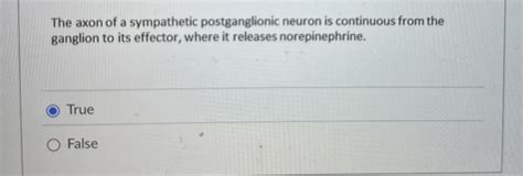 Solved The Axon Of A Sympathetic Postganglionic Neuron Is