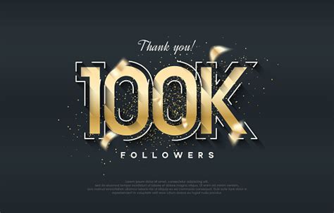 100k 추종자는 반짝이는 금색으로 디자인합니다 포스터 배너 축하 인사말을 위한 프리미엄 벡터 3차원 형태에 대한 스톡 벡터 아트 및 기타 이미지 Istock