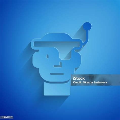 종이 컷 스마트 안경은 파란색 배경에 고립 안경 아이콘에 장착 카메라와 디스플레이가 있는 웨어러블 전자 스마트 안경 종이 아트