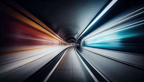 Abstract Colorful Concentric Light Trail Accelerating Through A Tunnel Ai Generated Stock