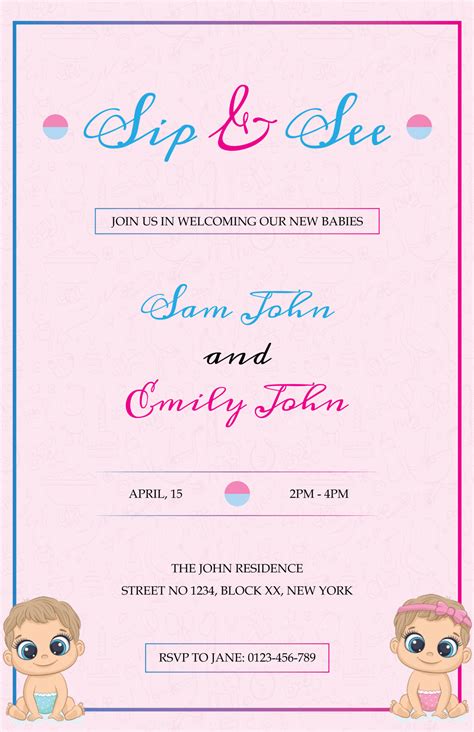 Sip And See Invitation Template Wordlayouts