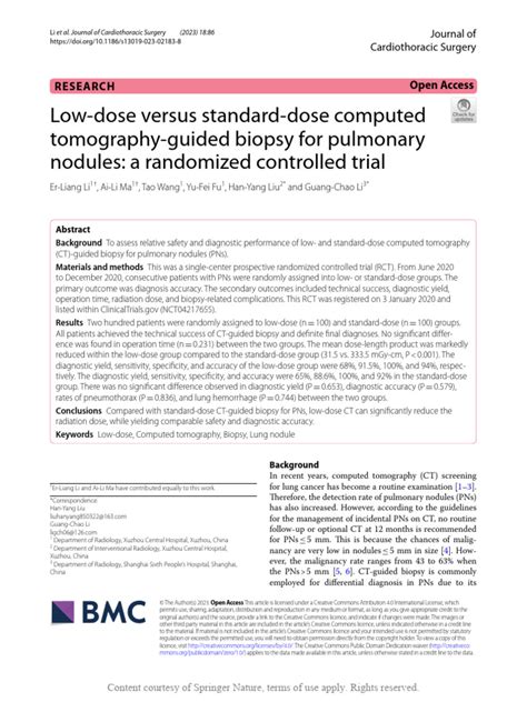 Low Dose Versus Standard Dose Computed Tomography Pdf Ct Scan Randomized Controlled Trial