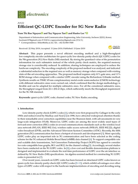 electronics efficient qc ldpc encoder for 5g new radio download free