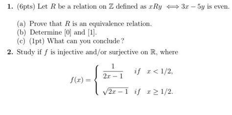 Solved 1 6pts Let R Be A Relation On Z Defined As