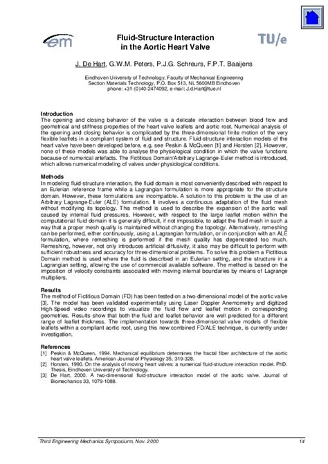 Pdf Fluid Structure Interaction In The Aortic Heart Valve