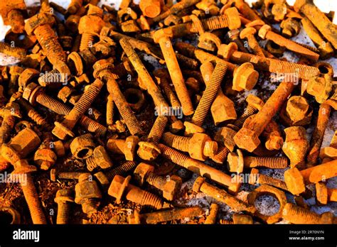 Rusty Nuts And Bolts Stock Photo Alamy