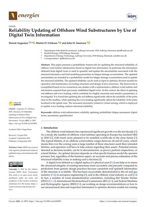 Pdf Reliability Updating Of Offshore Wind Substructures By Use Of Digital Twin Information